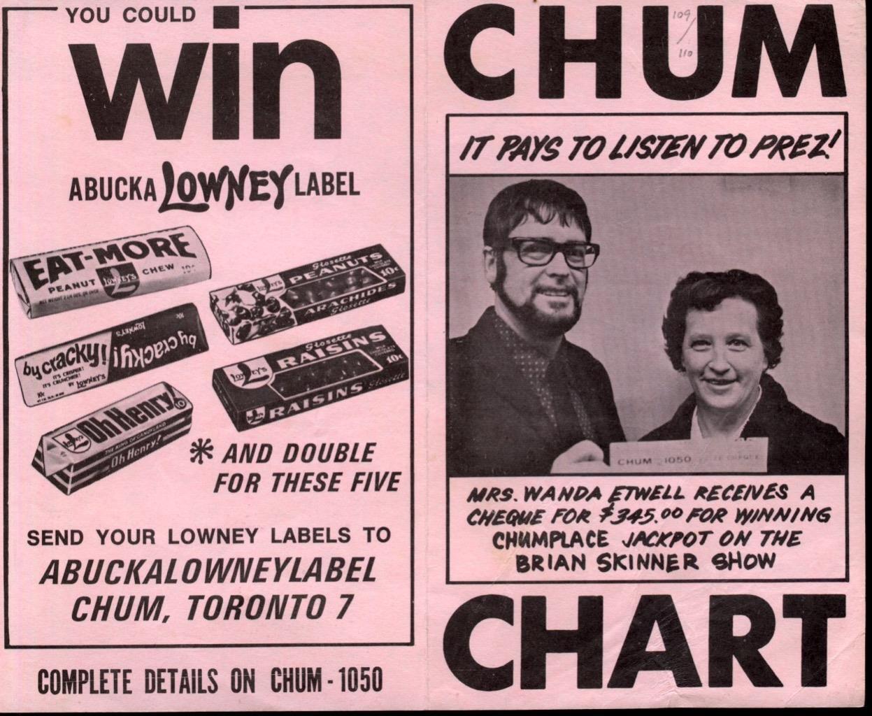 1960's CHUM CHART HIT PARADE ISSUED -FEBRUARY 19, 1968 REF DEEIII F 109 ...