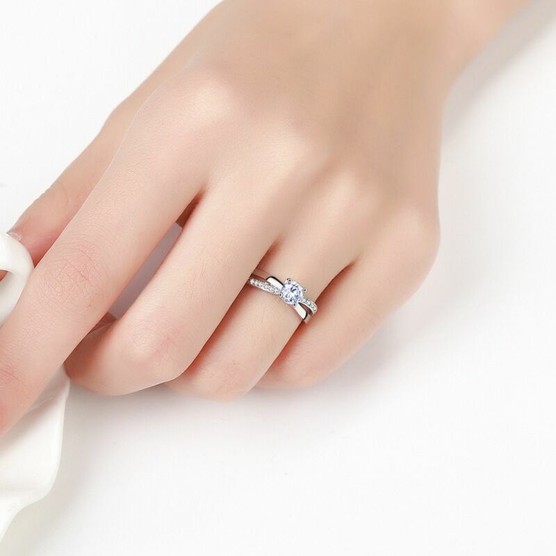 Women Girls Crystal Stone Adjustable Ring 925 Sterling Silver Jewellery ...