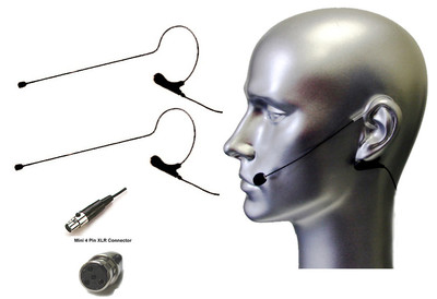 2PCS Black Color Headset Mic Earhook Microphone for Shure Wireless Body ...