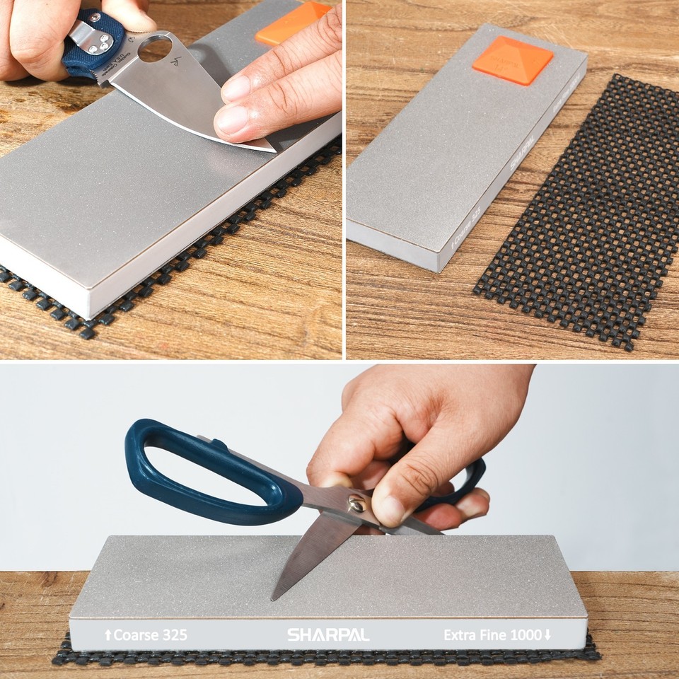 SHARPAL 8" x 3"Dual-Grit Diamond Sharpening Stone with Anti-Slip Pad ...