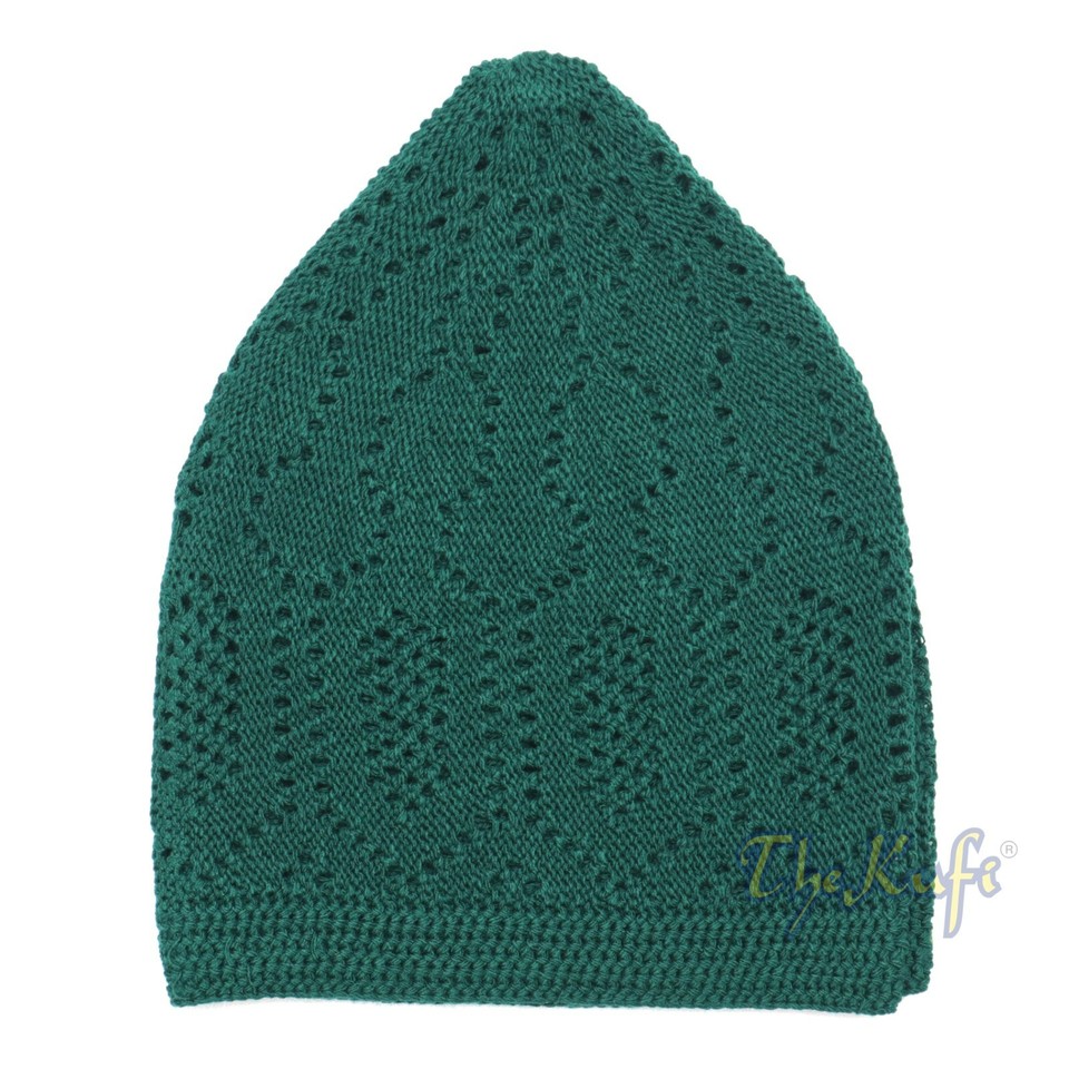 Muslim Green Cotton Open-Knit Turkish Islamic Kufi Skull Cap Kuffiyeh ...