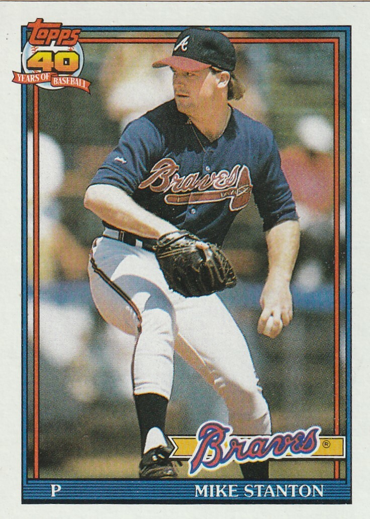 FREE SHIPPING-MINT-1991 Topps Mike Stanton #514 BRAVES-40 YEARS OF ...