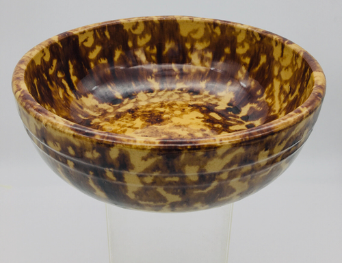 Antique Yellow Ware Bennington Rockingham Pottery 8" dia Serving Bowl ...