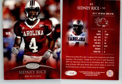 Sidney Rice 2007 SAGE #44 South Carolina Vikings RC Rookie | eBay