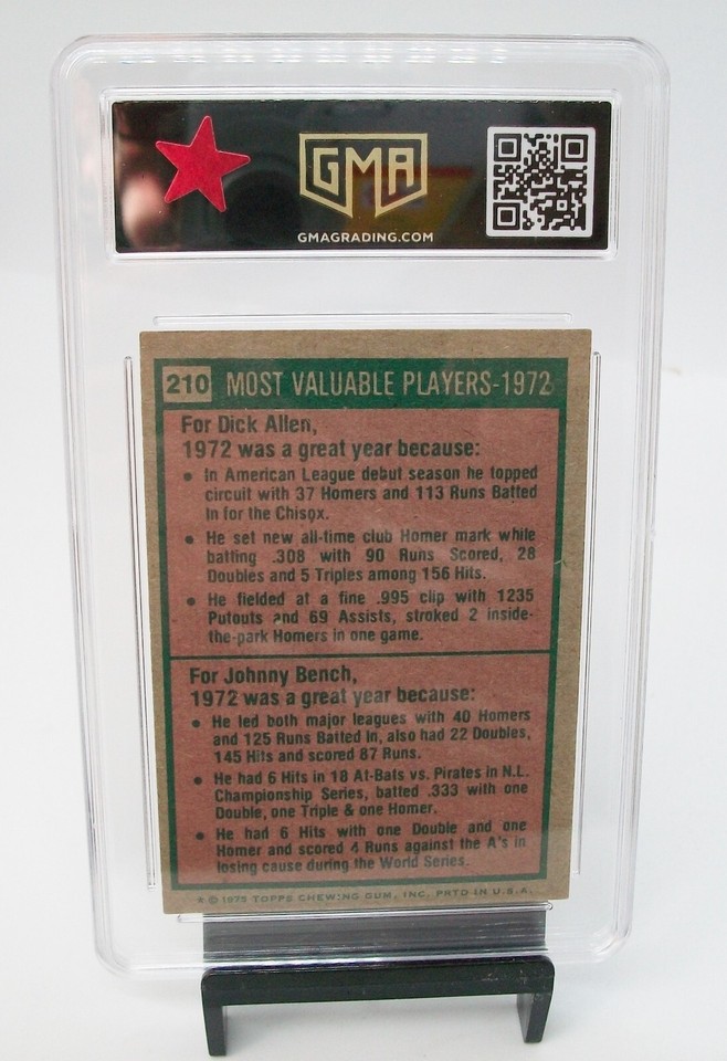 1975 TOPPS #210 MVP'S JOHNNY BENCH/RICH ALLEN * GMA EX+ 5.5 | eBay