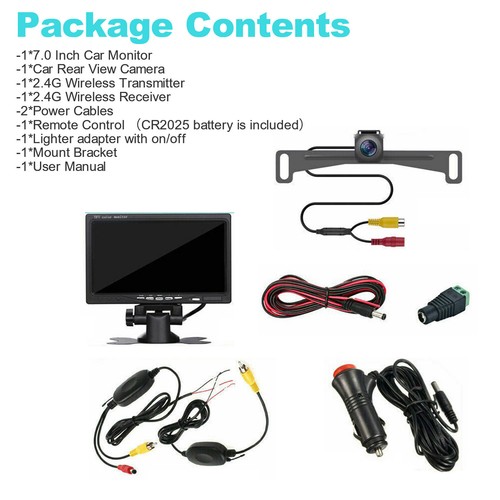Wireless backup camera car rear view 7-inch display parking system ...