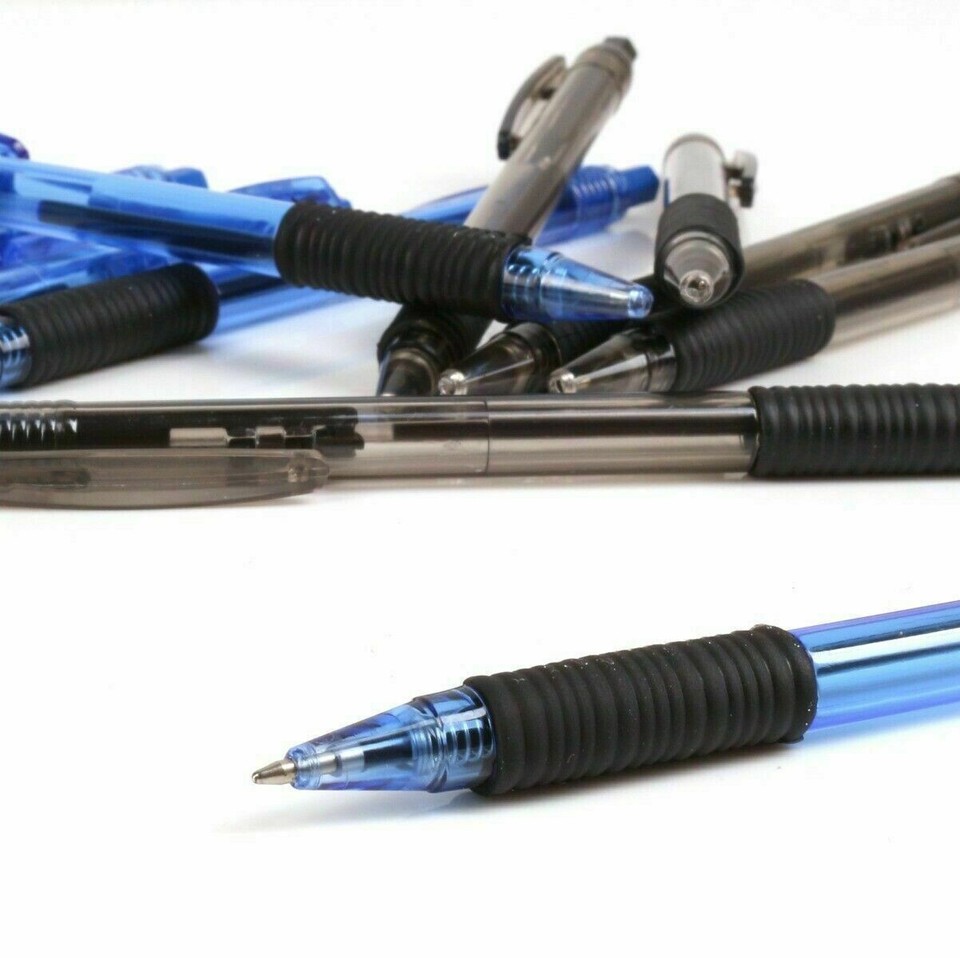 RUBBER GRIP , Ball Pens Ball Point Pen MEDIUM Biros BLACK and BLUE ...
