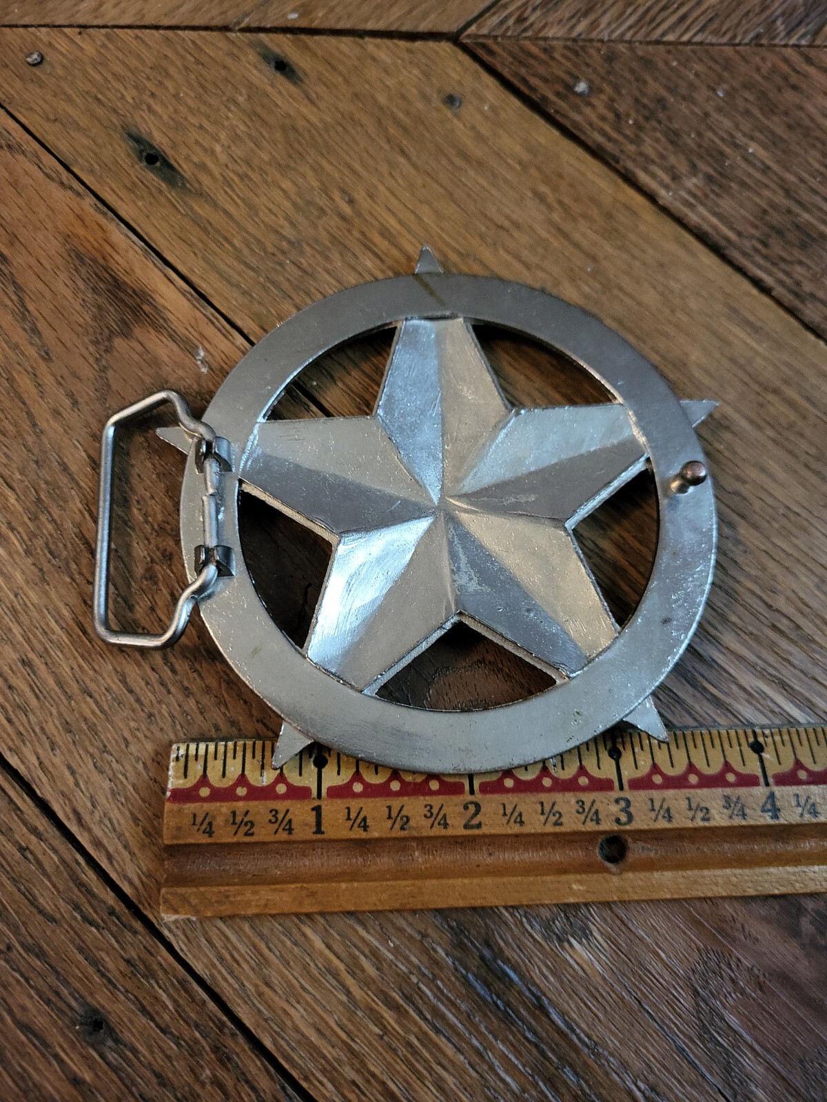 Large Belt Buckle Star Enamel Blue & Silver Looks lik… - Gem