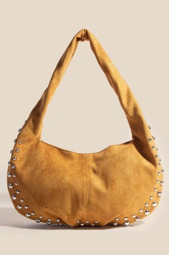 Fame Metallic Studded Faux Suede Hand Bag | eBay