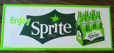 Sprite 24 Gauge Steel Sign Green Enjoy Sprite 36" x 15" 6 Pack Carton ...