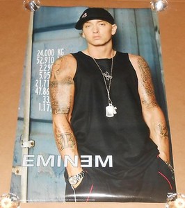 Eminem Poster #6619 Funky 2004 Original 34x22 Dog Tags Tattoos RARE | eBay