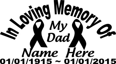 In Loving Memory Of CANCER RIBBON 18" Decal Window Custom Memorial car ...