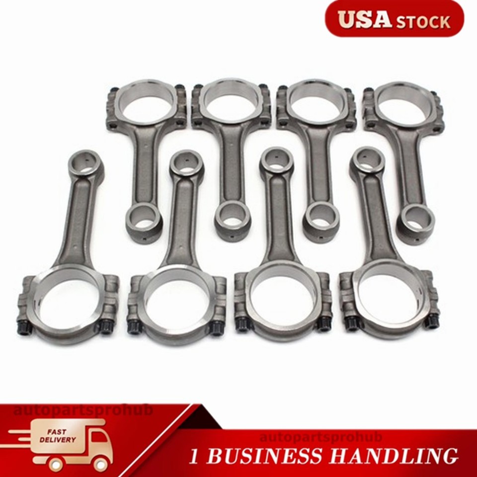 5140 Steel I-Beam 5.7" Connecting Rods For Chevy SBC 350 Floating Pin ...