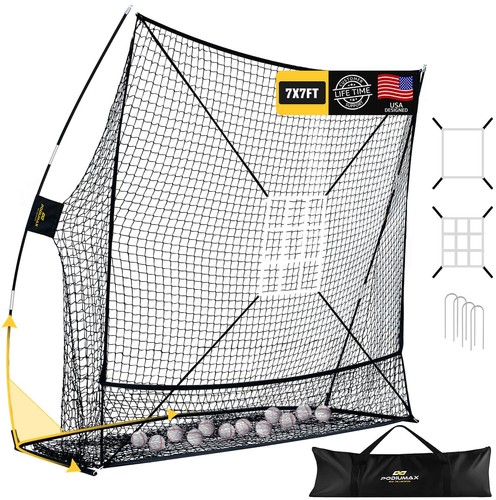 7x7 Baseball & Softball Net with Upgraded Triangular Base, Large Ball ...