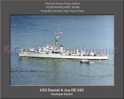 USS Daniel A Joy DE 585 Personalized Canvas Ship Photo Print Navy ...