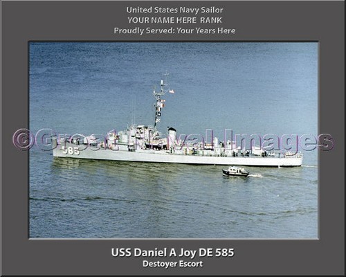 USS Daniel A Joy DE 585 Personalized Canvas Ship Photo Print Navy ...