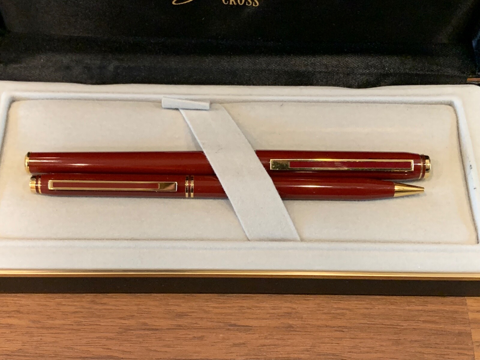 CROSS Signature Fountain Pen & Pencil Bordeaux Red 18k Set In Original ...