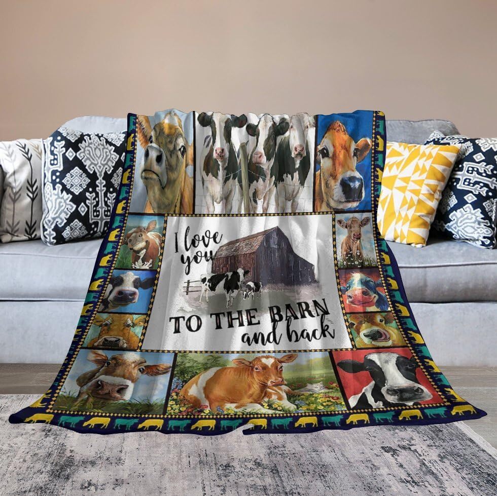 Cow Blanket Sunflower Farm Country Animal Print Throw Blankets for ...