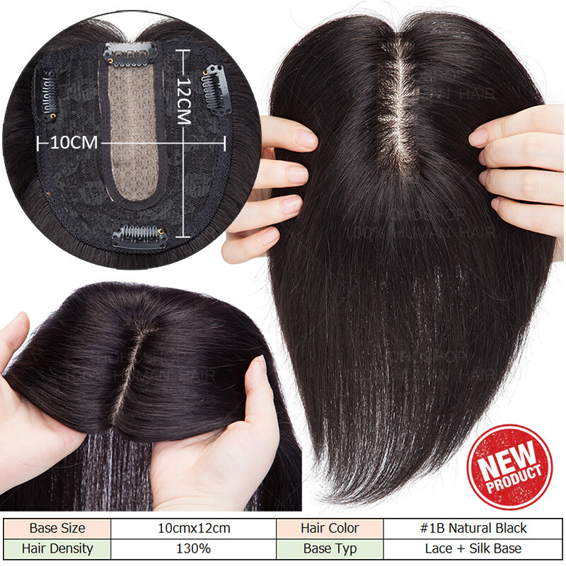 Damen Toupet 100% Echthaar Remy Hair Extensions Clip In Topper Toupee ...