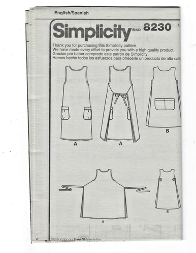 Simplicity 8230 Misses Dottie Angel Apron Dress Tabard Frock Sewing ...
