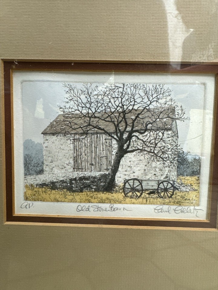 Carol Collette Original Old Stone Barn Signed Wormy Chestnut Framed ...
