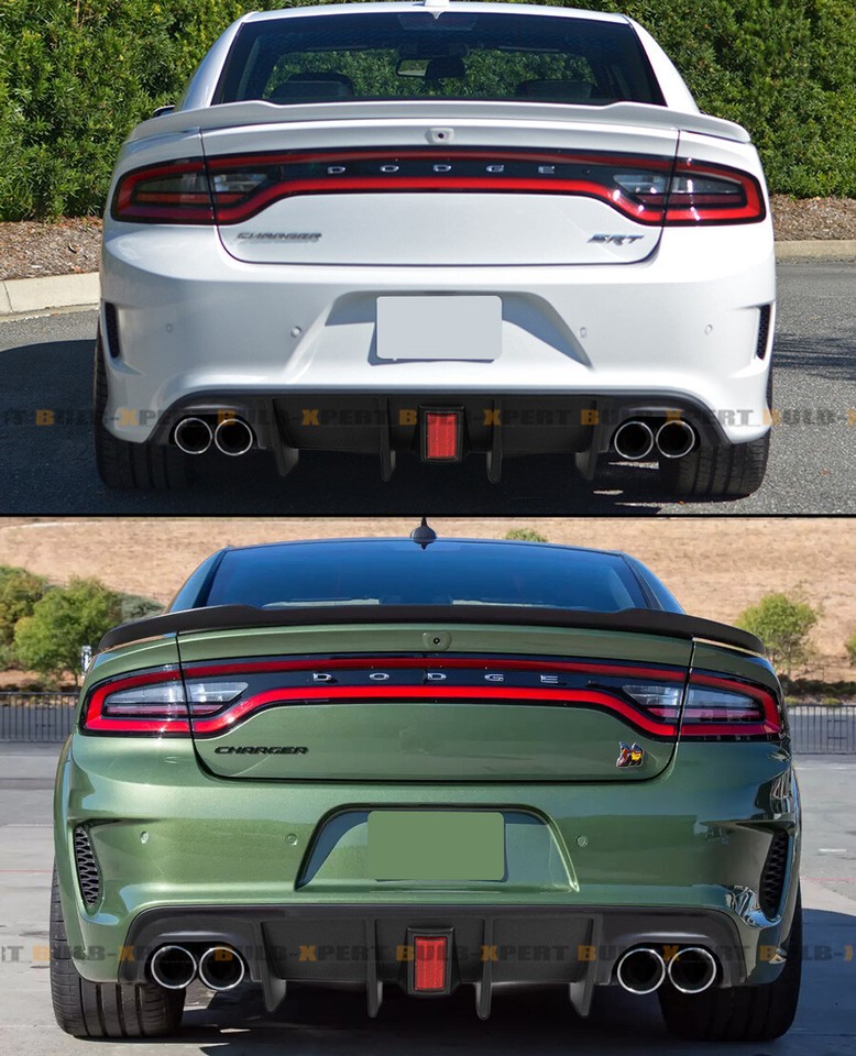 For 2015-23 Dodge Charger SRT R/T Scat Pack Quad Tip Rear Diffuser Red ...