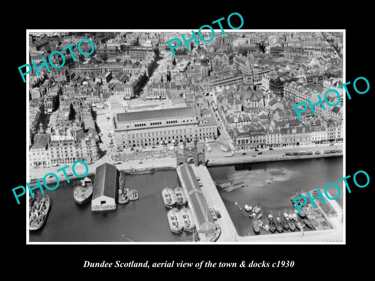 OLD LARGE HISTORIC PHOTO OF DUNDEE SCOTLAND AERIAL VIEW OF TOWN & DOCKS ...
