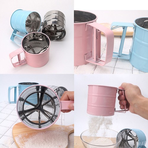 Stainless Steel Mesh Flour Icing Sugar Sifter Sieve Strainer Cup Baking ...