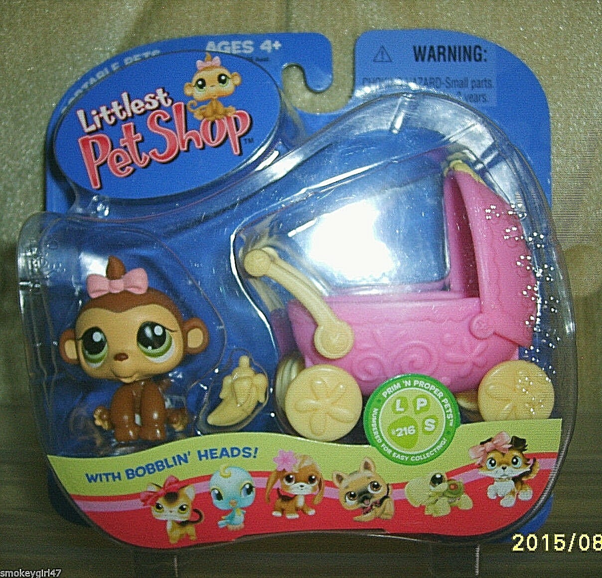 Littlest Pet Shop #216 Monkey with Carriage, Retired 2006 Release NIB ...