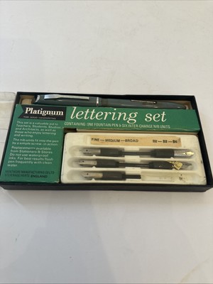 Vintage Platignum fountain pen lettering set 5 calligraphy nibs in ...