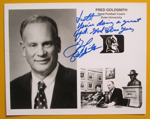 RARE COACH FRED GOLDSMITH AUTO SIGNED 8x10 PHOTO DUKE UNIVERSITY ...