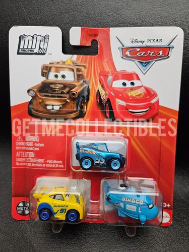 DISNEY PIXAR CARS MINI RACER ROTOR TURBOSKY DINOCO MCQUEEN 3 PACK FREE ...
