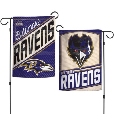BALTIMORE RAVENS DOUBLE SIDED RETRO GARDEN FLAG 12"X18" YARD BANNER NFL ...
