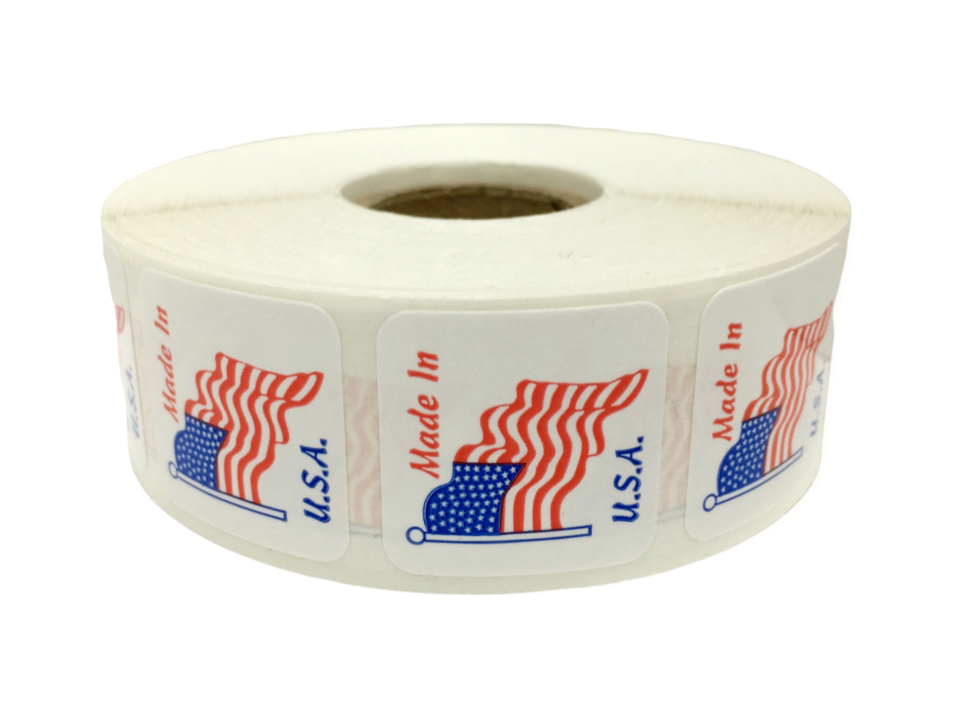 1"x1" Made In U.S.A. Labels American America Flag Adhesive Stickers ...