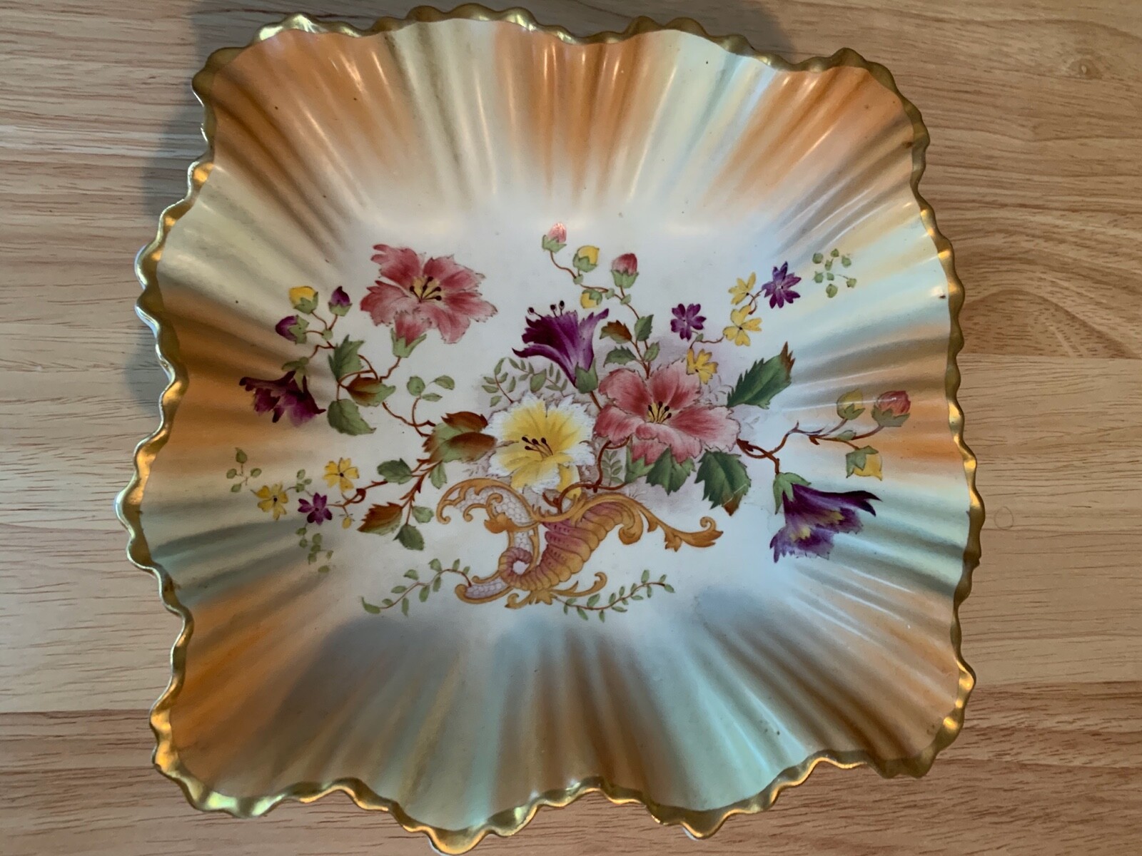 Antique Carlton Ware Stoke on Trent Bowl Shell Flowers 8"x8" | eBay