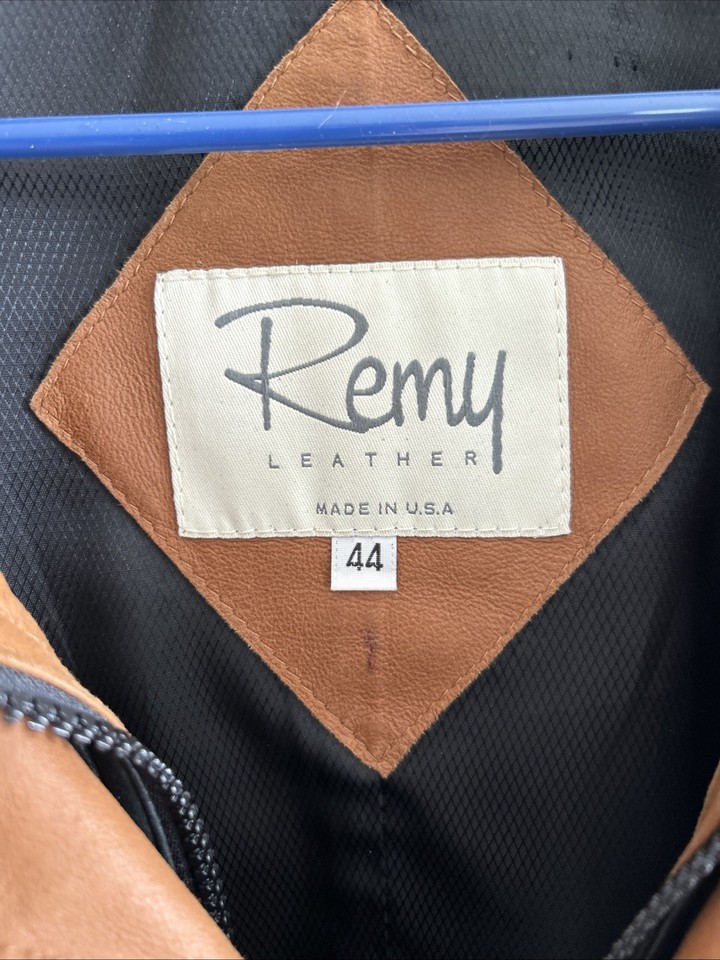 Vintage Remy Leather Jacket Mens 44 Bomber Full Zip Made in USA Retro ...