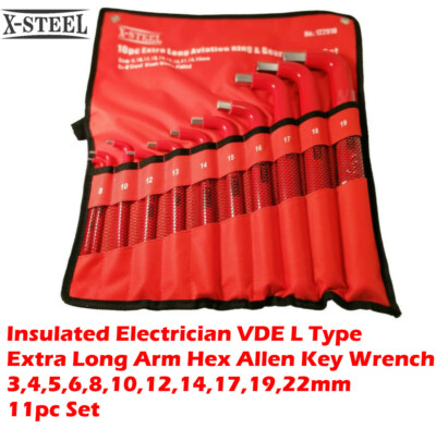 Insulated Electrician VDE L Type Long Arm Hex Allen Key Wrench 3-22mm ...