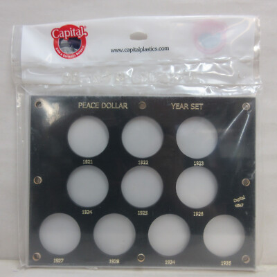 Capital Plastic Coin Holder #452P Peace Dollar Year Set 1921-1935 Black ...