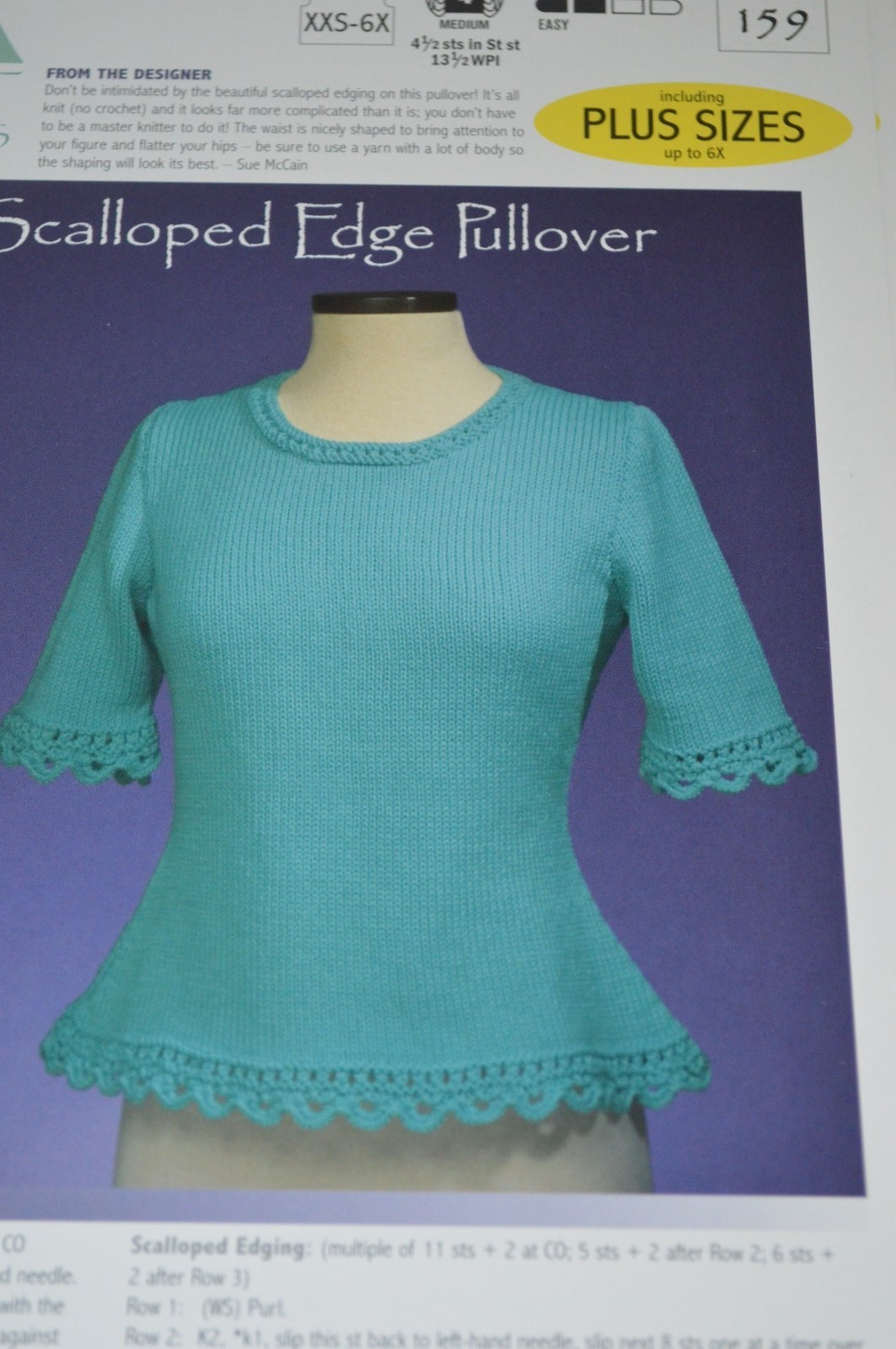 Vermont Fiber Designs 159 Simple Scallop Edge Swea Knitting Pattern ...