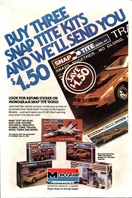 VINTAGE PRINT ADVERTISING SNAP TITE AIR & CAR MODEL KITS BY MONOGRAM ...