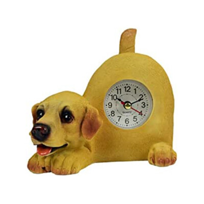 YELLOW LABRADOR DOG ALARM CLOCK BEDROOM HOME ORNAMENT WAGGING TAIL ...