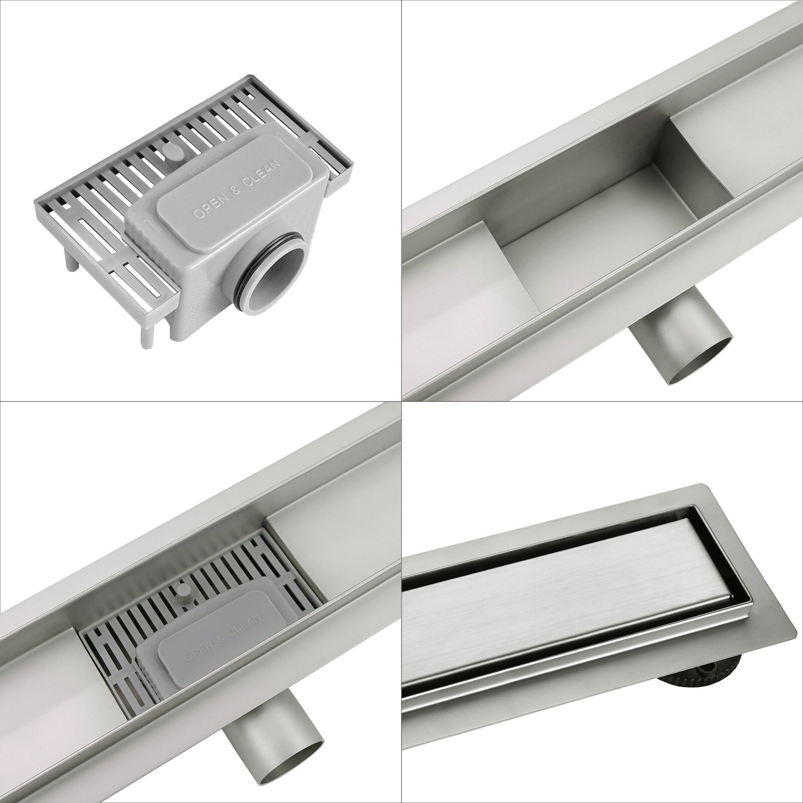 LINEAR SHOWER DRAIN STAINLESS STEEL WETROOM CHANNEL GULLY TRAP WASTE ...