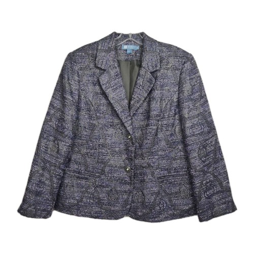 Koret Petite Tweed Blazer Women 16P Purple & Gray Paisley Pattern ...