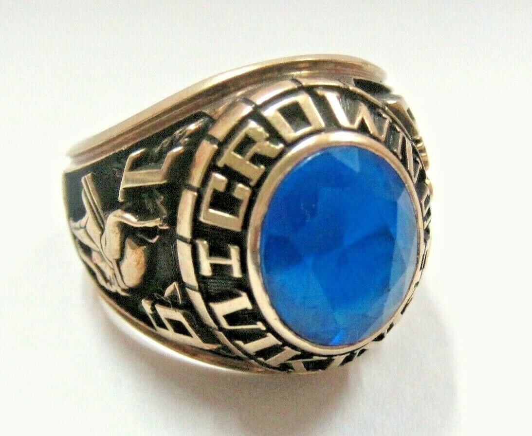 1980 Crown Vikings HS Class Ring Blue Spinel SOLID 10… - Gem