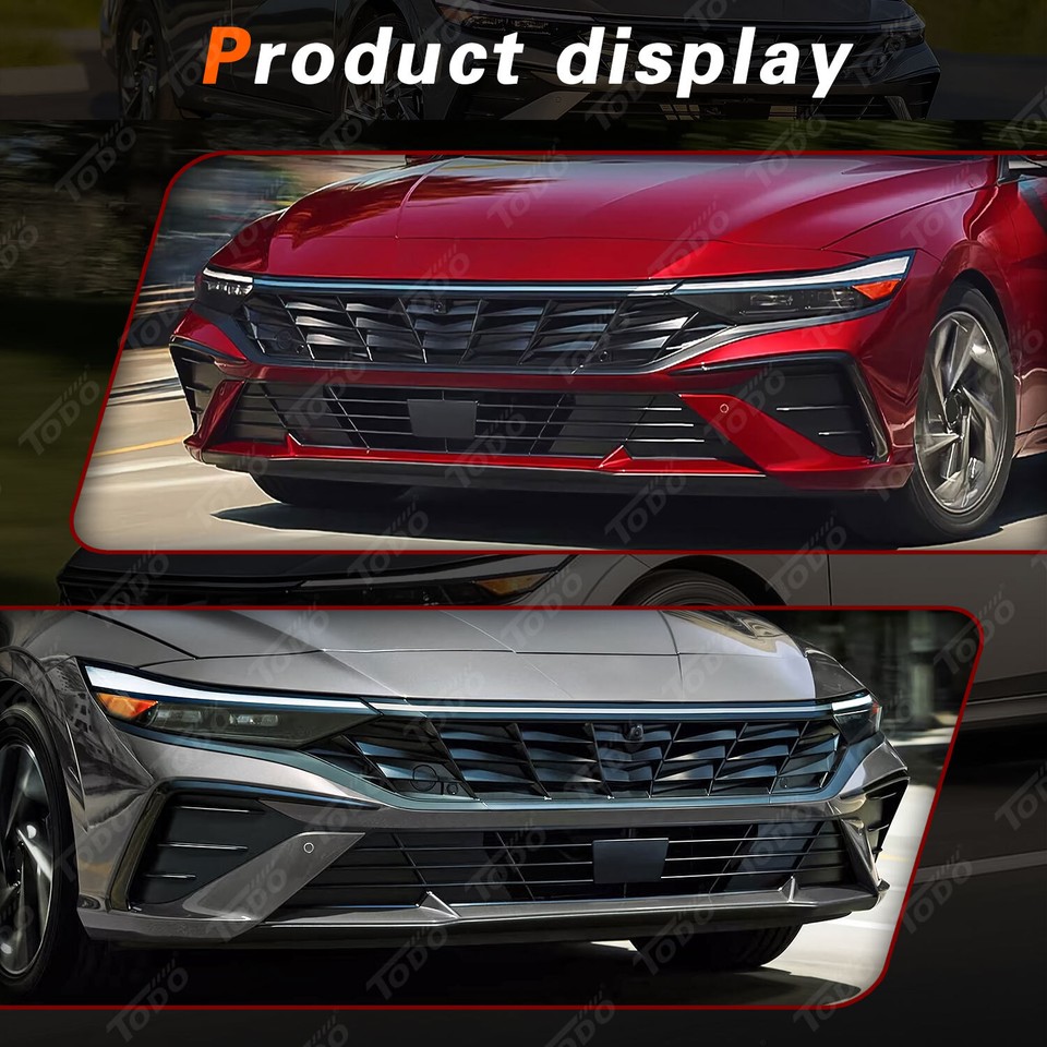 Fits 2024-2025 Hyundai Elantra Front Lower Grille With ACC Black ...