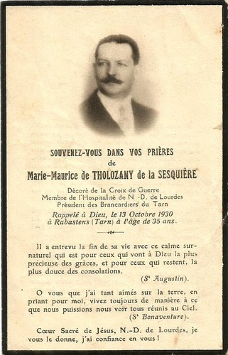 Rabastens (81) Marie-Maurice De Tholozany de la Sesquière DCD en 1930 à ...