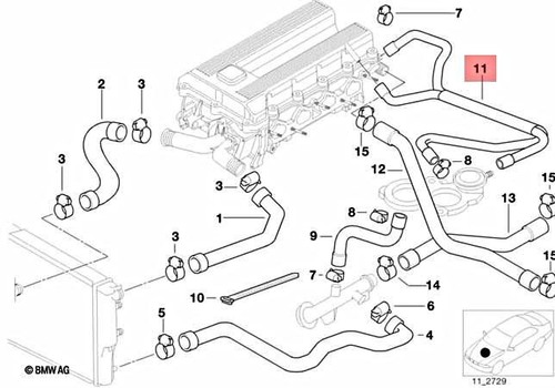 Genuine BMW E36 Z3 Cabrio Compact Cooling System Water Hose OEM ...