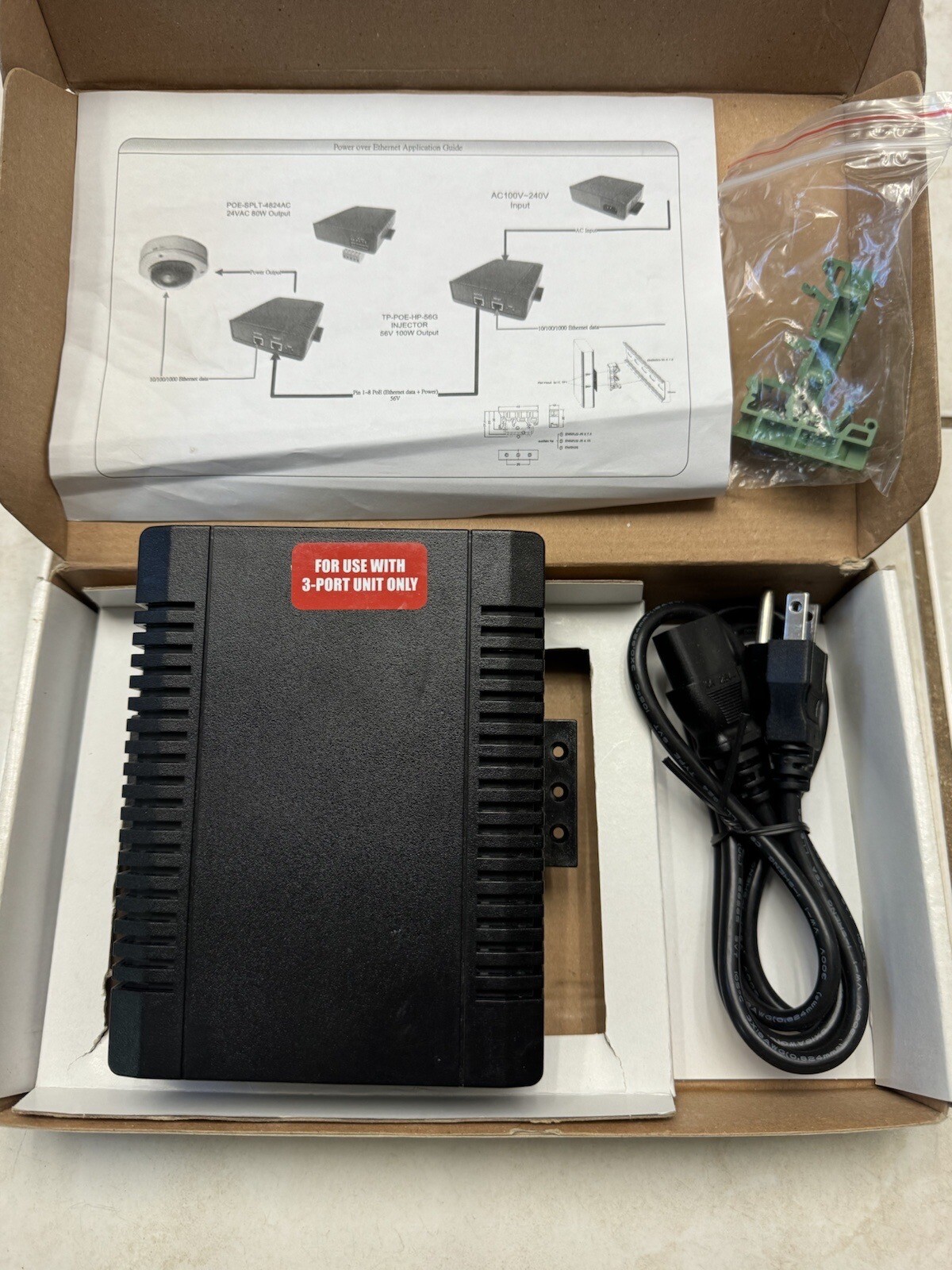 Tycon TP POE HP 56G High Power Gigabit Passive Power Inserter 56V 100W ...