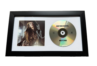 MILEY CYRUS SIGNED & FRAMED SOMETHING BEAUTIFUL CD COVER AUTOGRAPH COA ...