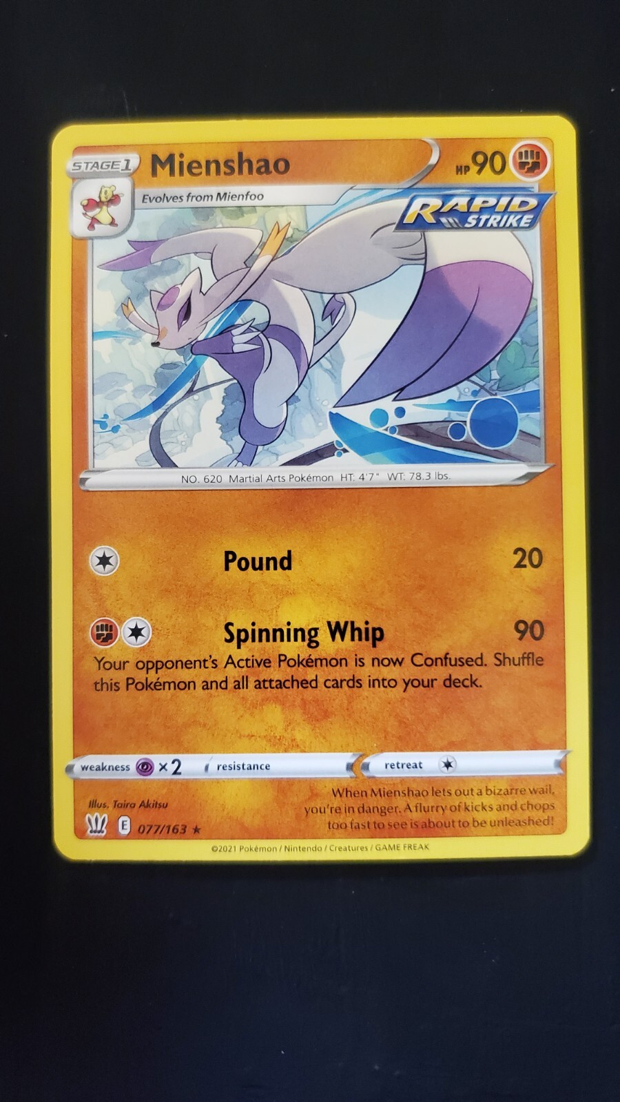 Pokémon TCG Mienshao Sword & Shield - Battle Styles 077/163 Regular ...